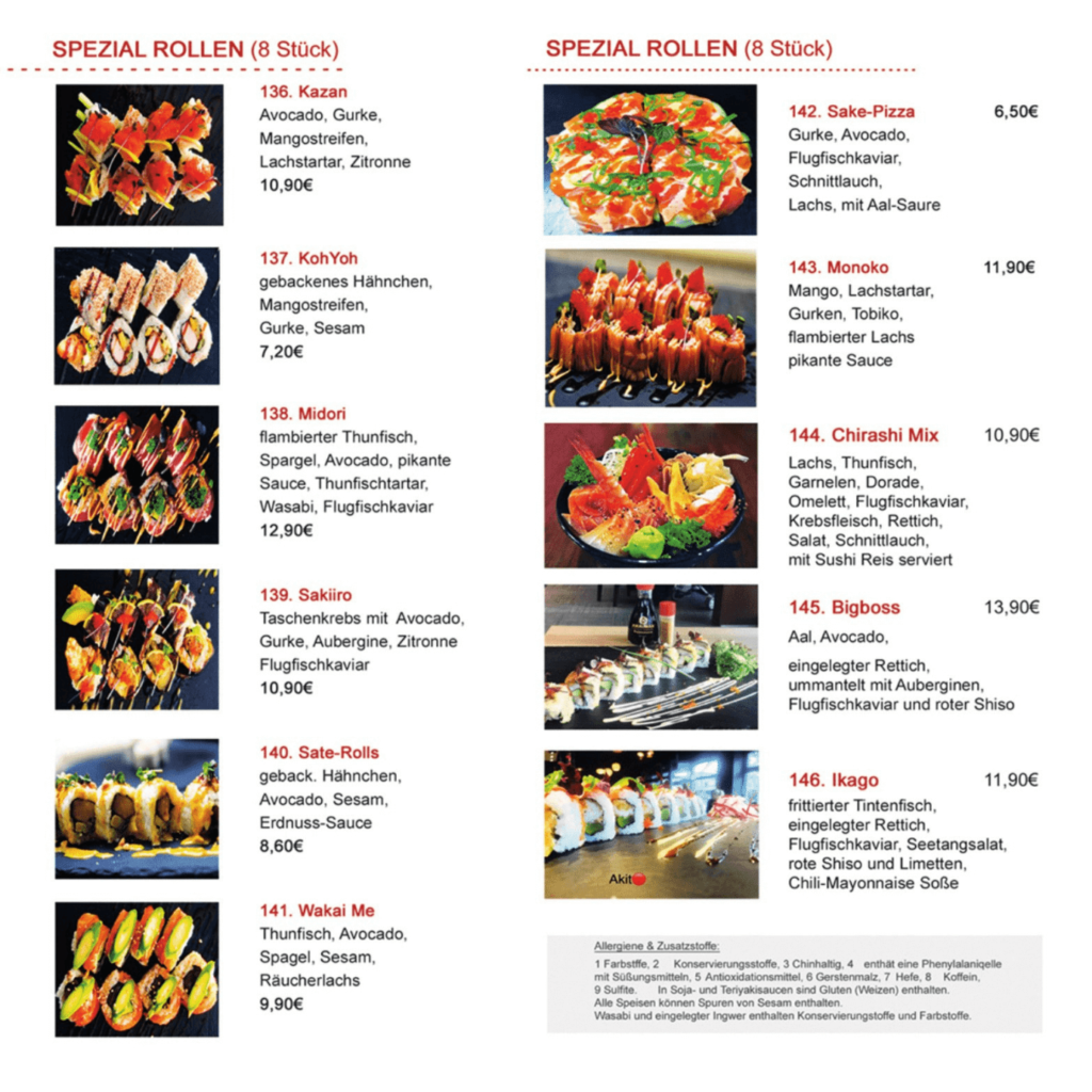 Deutsche Speisekarte 2 – Akito