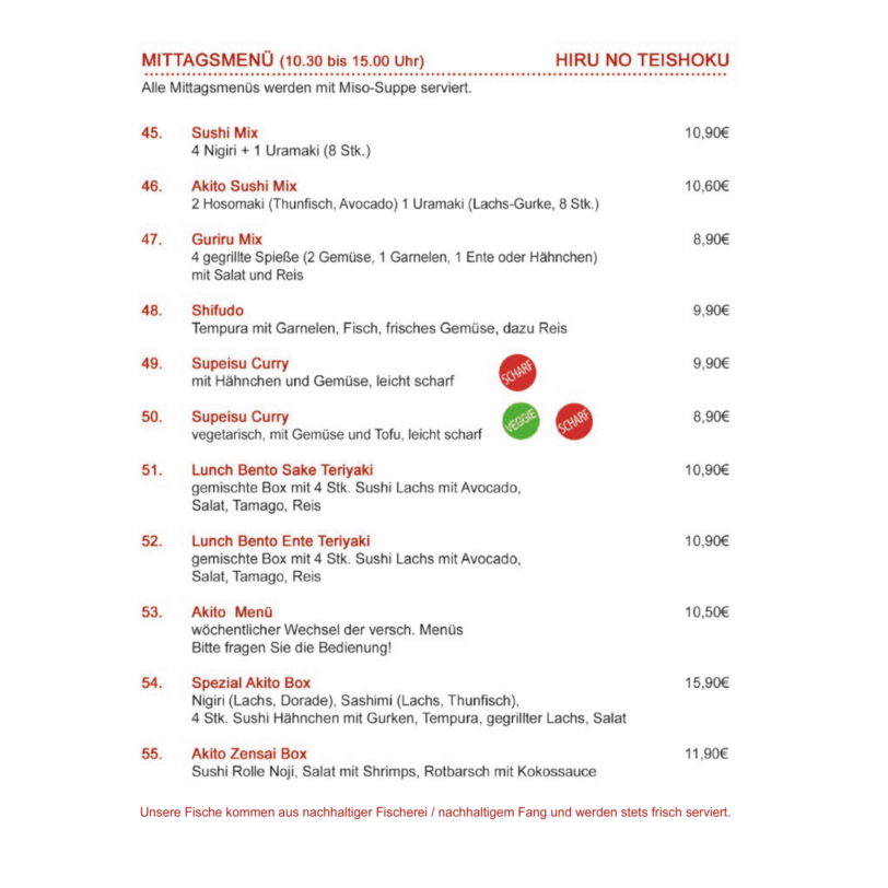 Deutsche Speisekarte 2 – Akito
